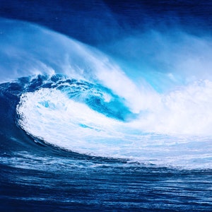 Surf Wave Wallpaper Peel and Stick Mural. Blue Ocean Waves Wall Mural ...
