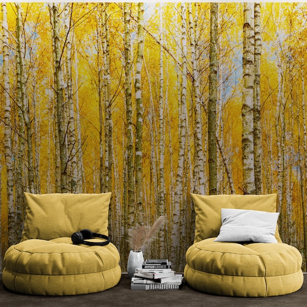 Birch Tree Wall Mural - Etsy
