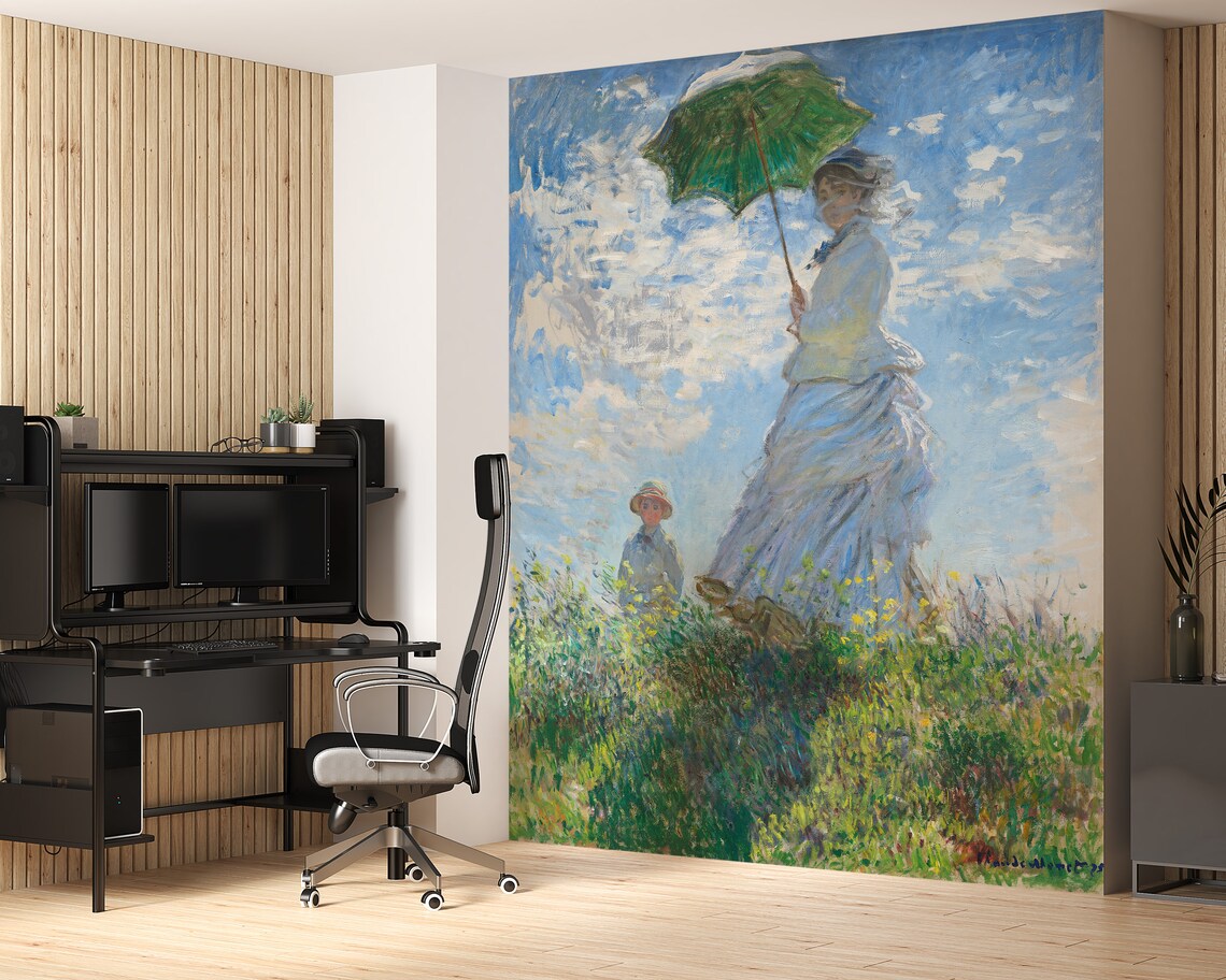 Monet Painting Wall Mural. Woman With a Parasol, Madame Monet and Her ...