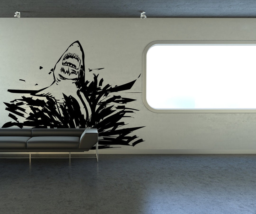 Vinyl Wall Decal Shark Attack Osdc103s - Etsy