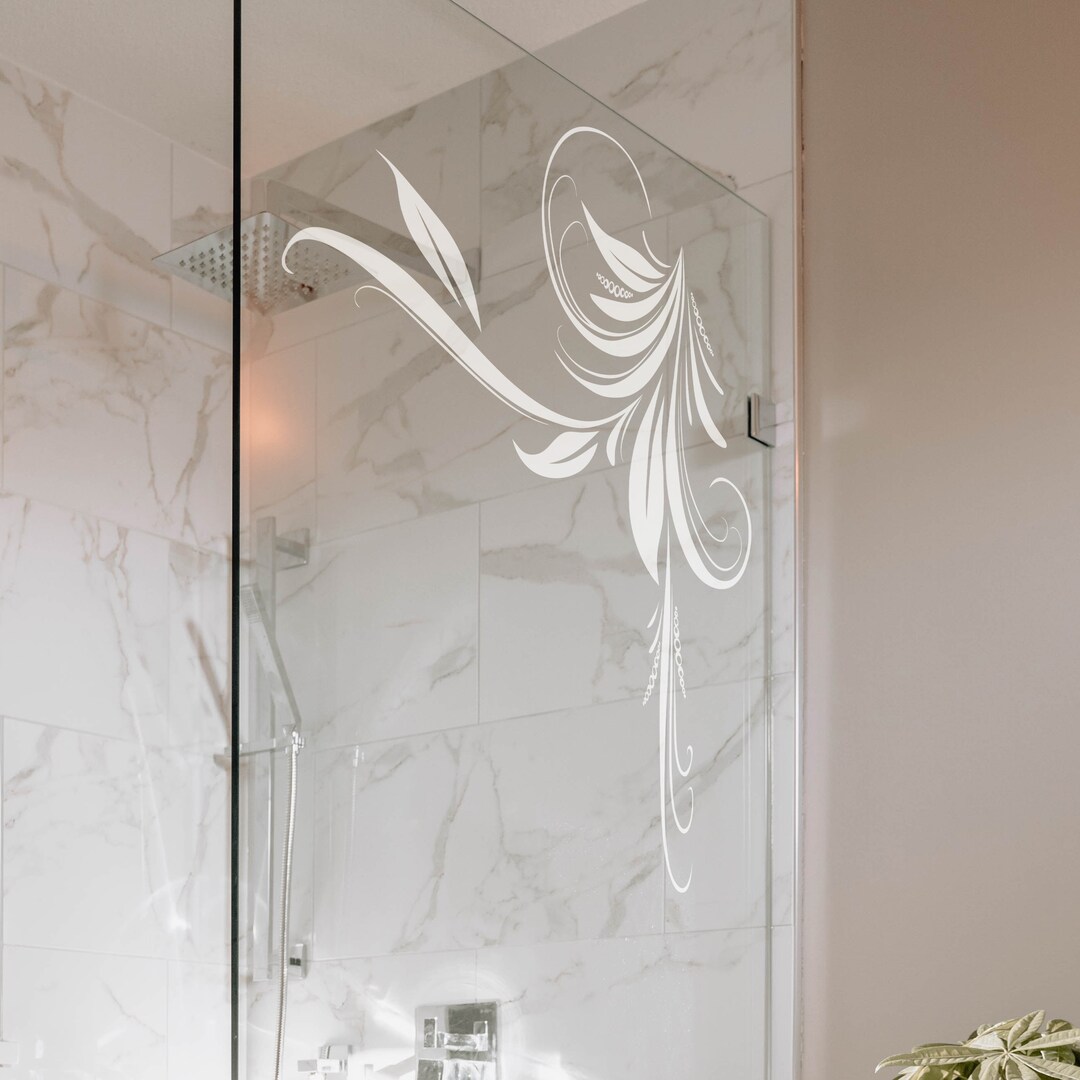 Shower Door Decal Sticker. Abstract Wall Art. Living Room Wall Decor ...