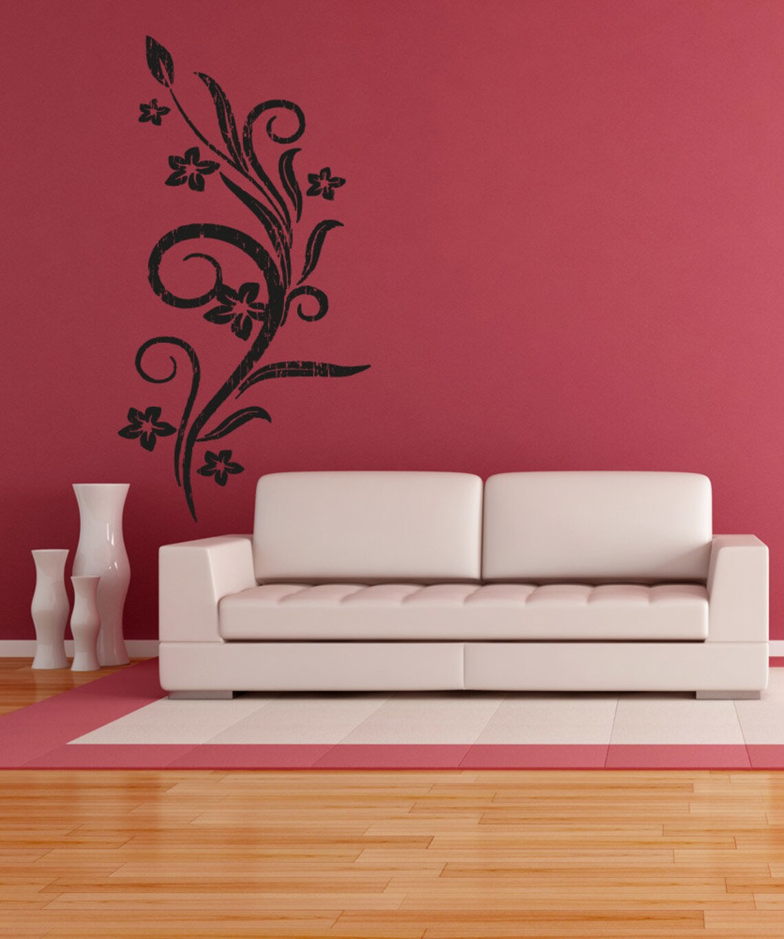 Hawaiian Flower Vine Wall Decal Sticker. Grudge Style Decal. - Etsy