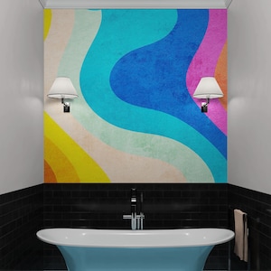 Rainbow Wallpaper Abstract Retro Rainbow Pattern Wall Mural Peel and ...