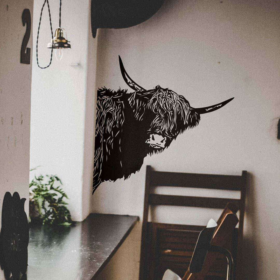Highland Cow Wall Decal Sticker. Country Home Decor. Kitchen, Dinning ...