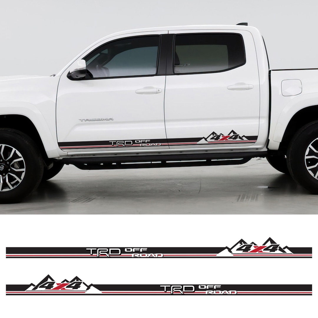 2 TRD Tacoma Side Doors Stripes Rocker Panel Vinyl Stickers Decal Kit for 2005-2024 Tacoma. Crew ...