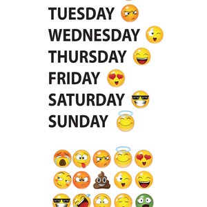 Days of the Week Happy Emoticon Faces Vinyl Wall Decal Sticker #6071 - Etsy
