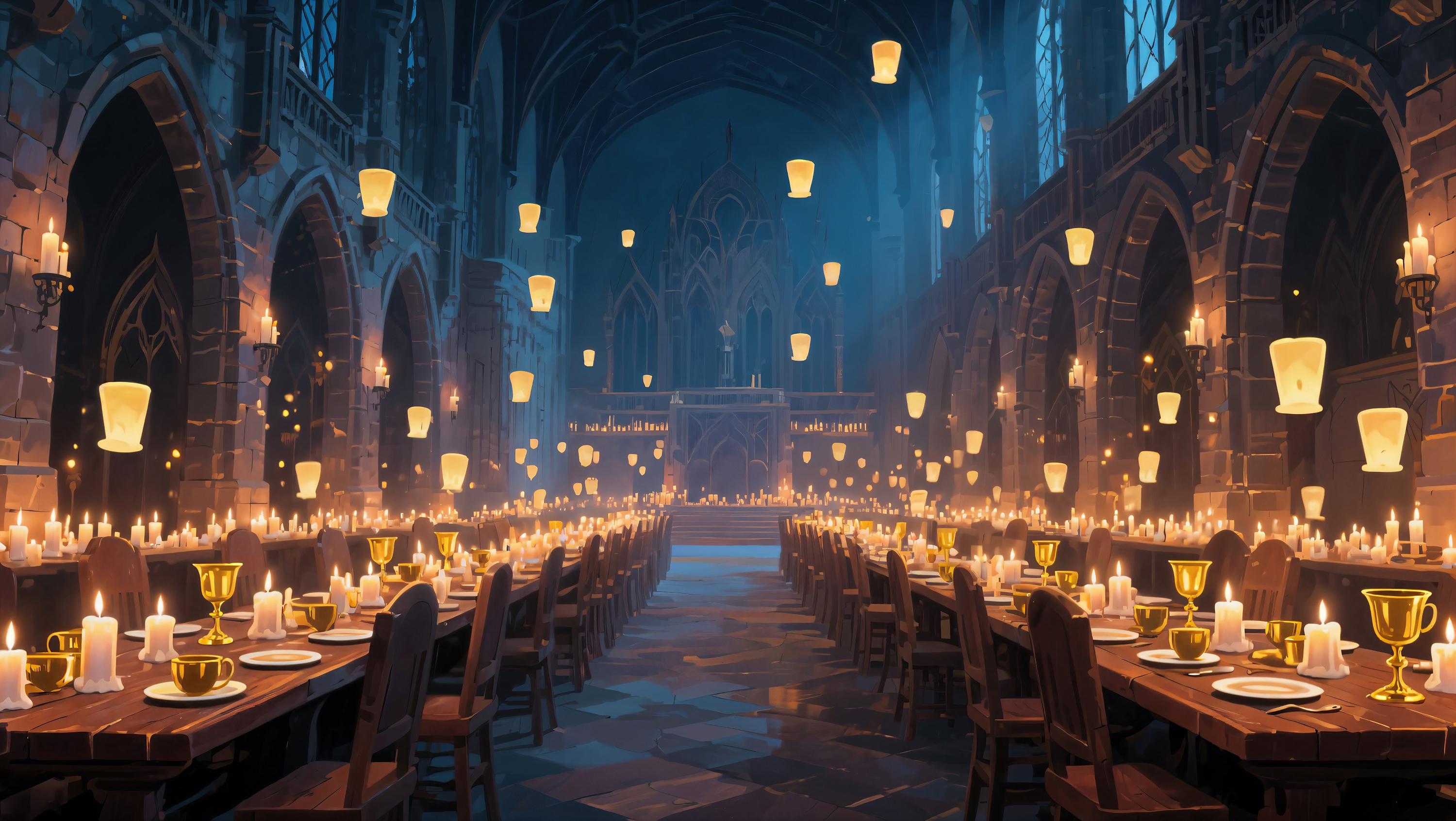 Floating Candles Great Hall Wallpaper Mural. Wizardly Dining Room ...