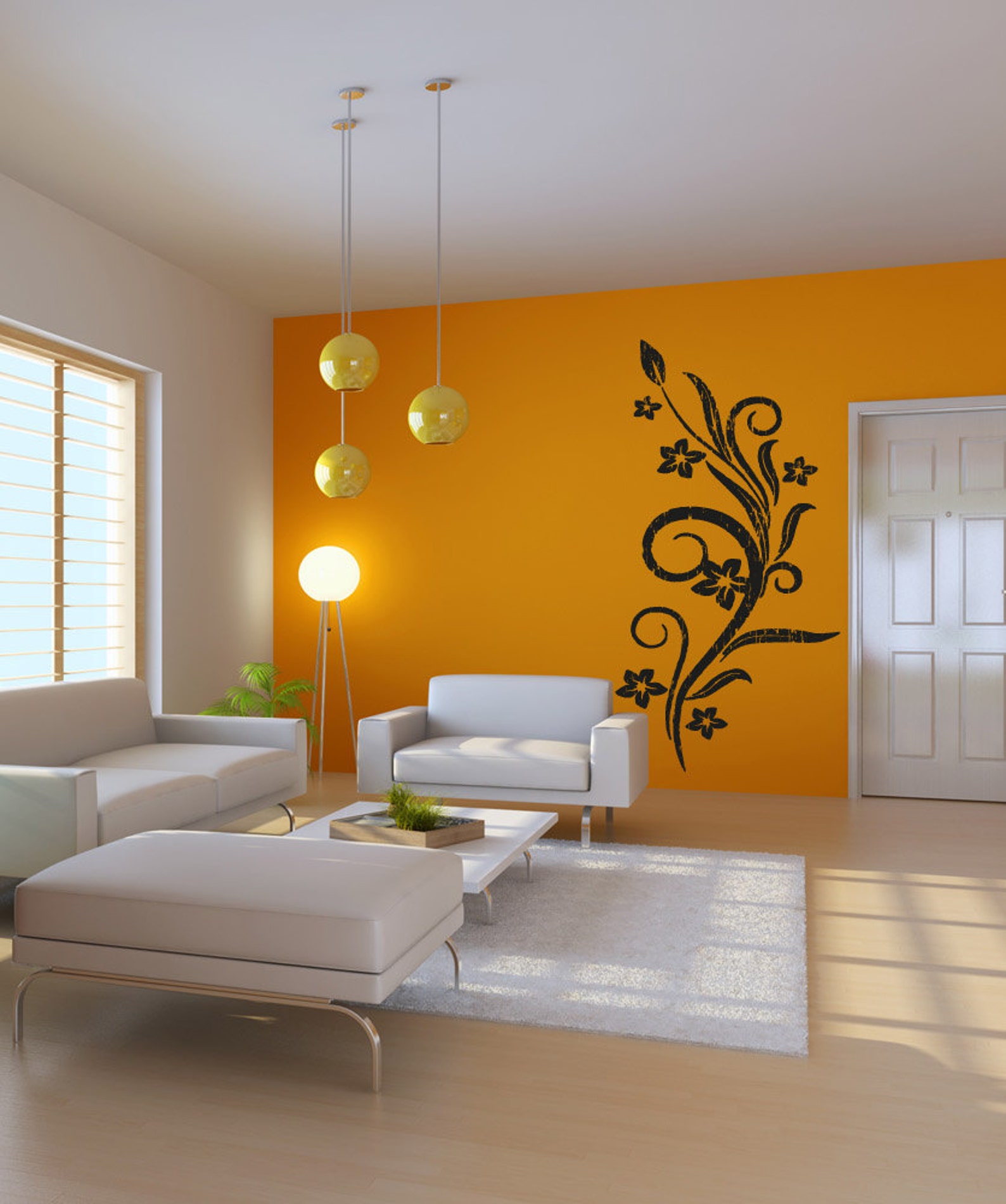Hawaiian Flower Vine Wall Decal Sticker. Grudge Style Decal. - Etsy