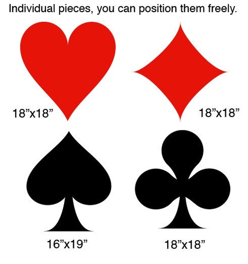 Poker Cards Heart Spade Club & Diamond Shape Wall Decals. - Etsy