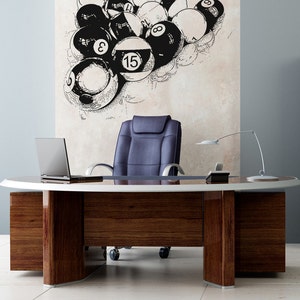 Billiard Balls Wall Sticker. Pool Cue Wall Decal. Game Room - Etsy