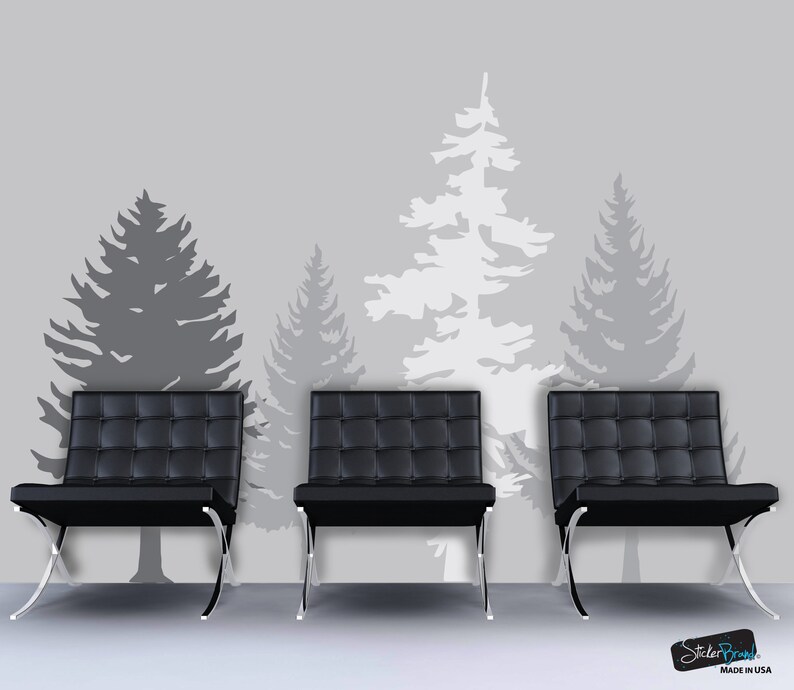 Cluster of 4 Forest Trees Wall Decal Sticker. Grey Color - Etsy