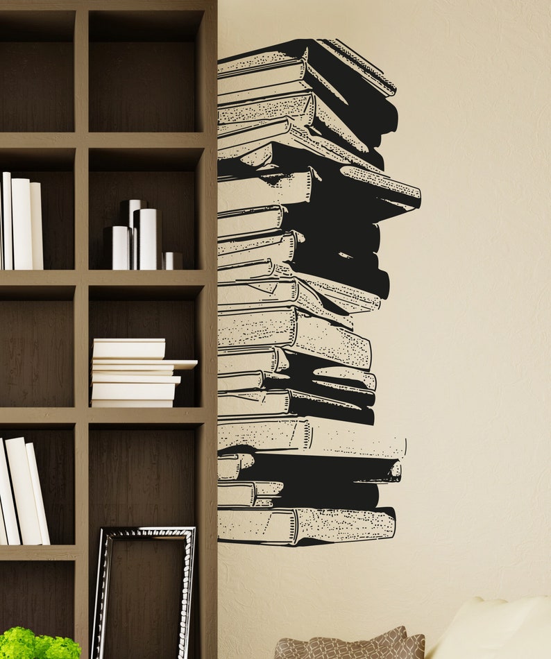 Stack of Library Books Vinyl Wall Decal Sticker. black Color - Etsy