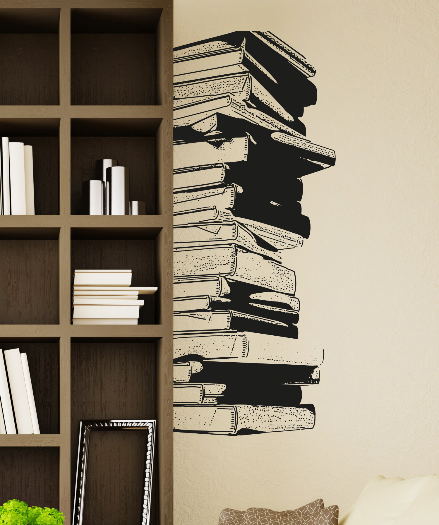 Stack of Library Books Vinyl Wall Decal Sticker. Black Color | Etsy