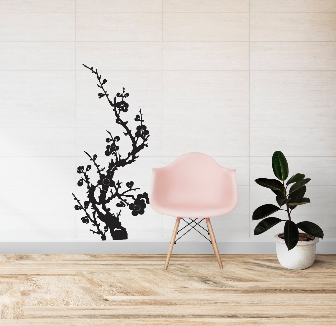 Japanese Asian Flower Vinyl Wall Decal Sticker. Nursery Room, Bedroom ...
