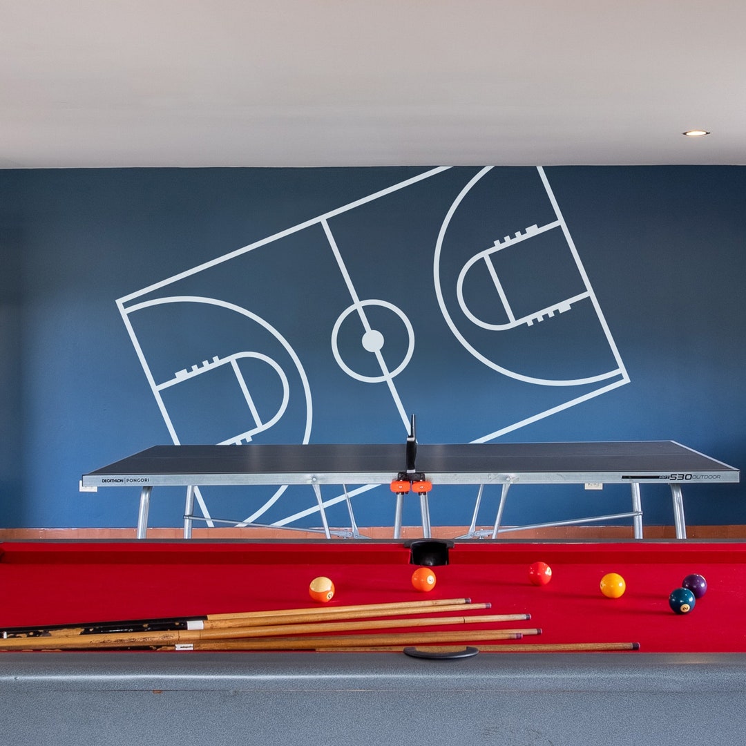 Game Room Wall Decor. Basketball Court Layout Decal Sticker. Basketball ...