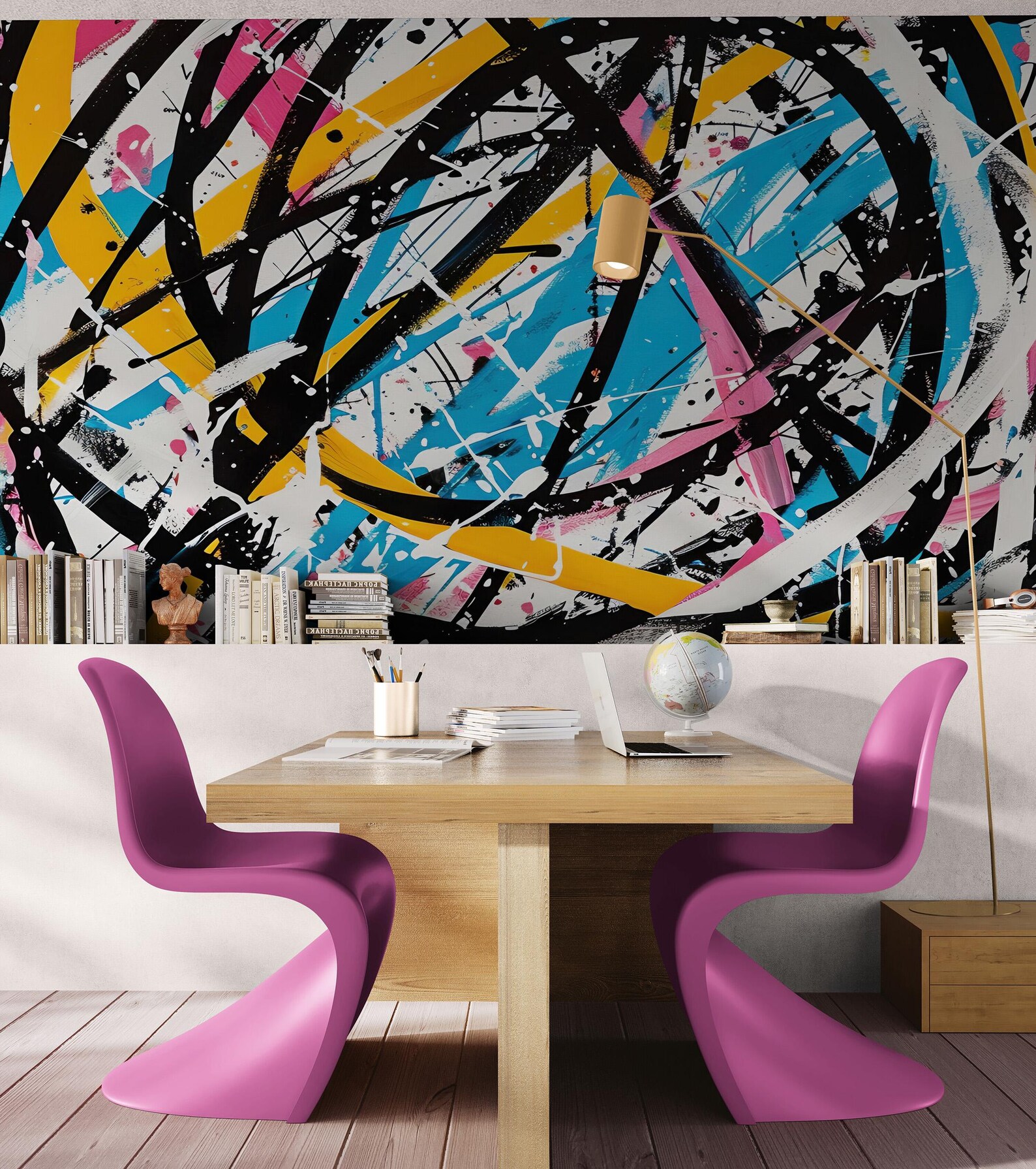 Jackson Pollock Style Painting Wallpaper Mural. Colorful Swirly ...