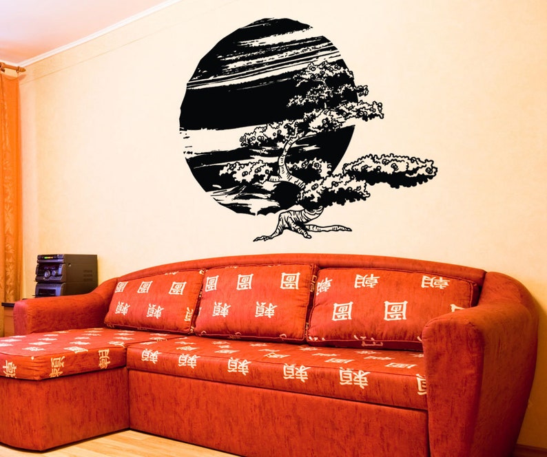 Vinyl Wall Decal Sticker Bonsai Tree With Sun 1244s - Etsy