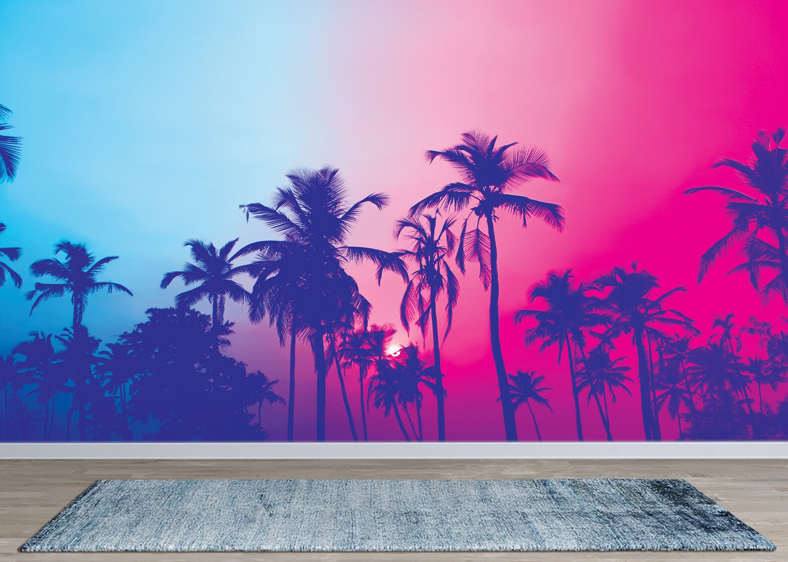 Miami Tropical Palm Tree Vice Color Wall Mural. Bright Miami | Etsy