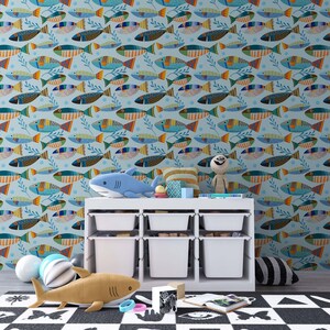 Fish Print, Fish Art, Underwater Fish Wallpaper Peel and Stick Wall ...