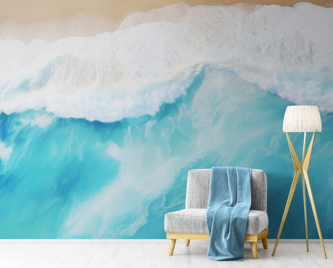 Blue Ocean Wave Wall Mural Wallpaper – Coastal Beach-themed Decor for ...