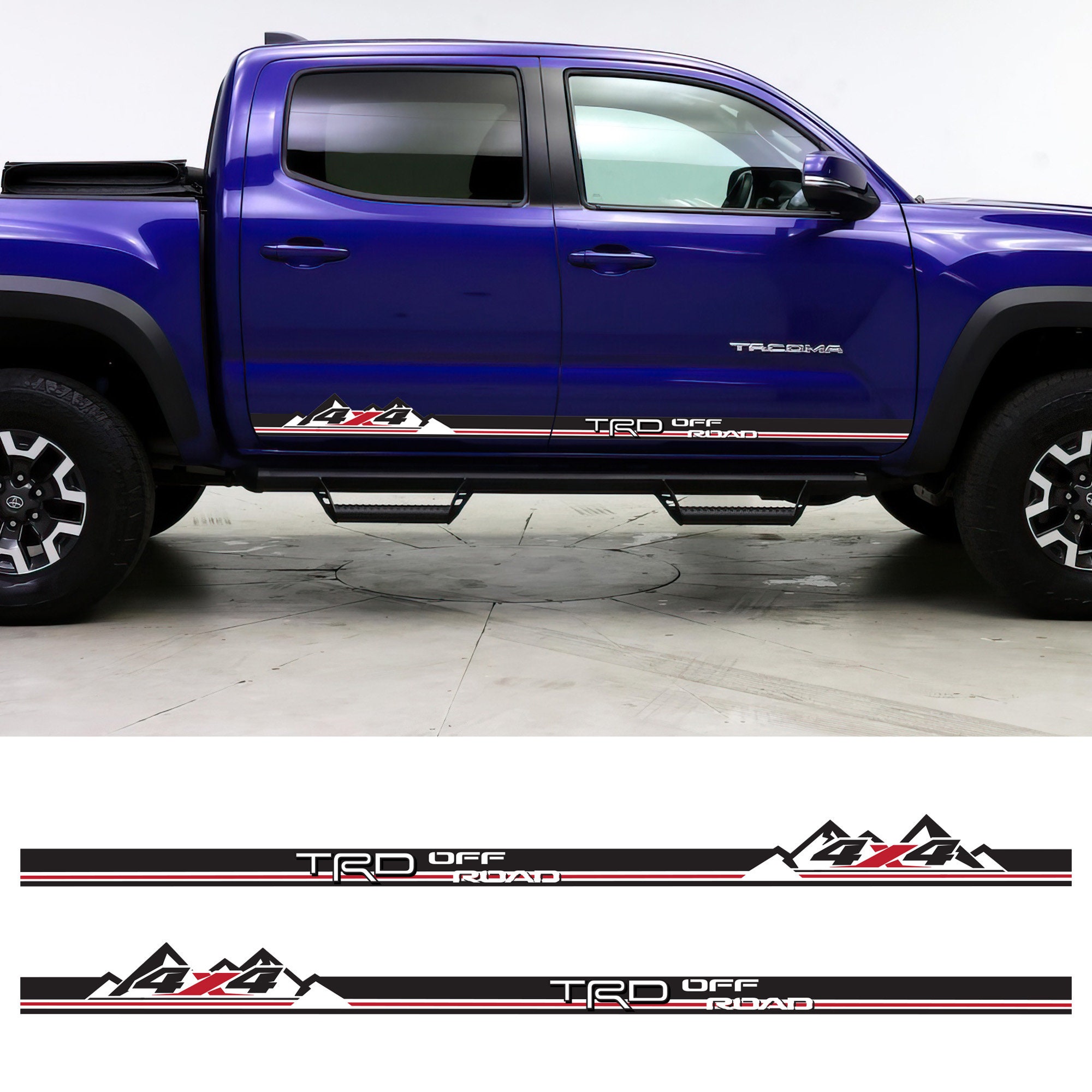 2 TRD Tacoma Side Doors Stripes Rocker Panel Vinyl Stickers Decal Kit ...