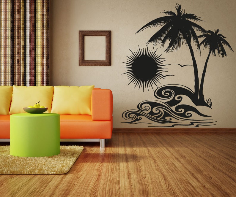 Vinyl Wall Decal Sticker Tropical Sunset Osaa267s - Etsy