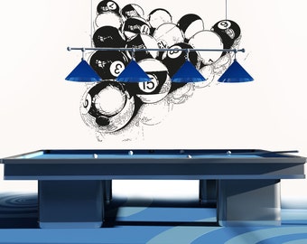 Billiards Wall Decal Pool Table Vinyl Sticker Decoration - Etsy