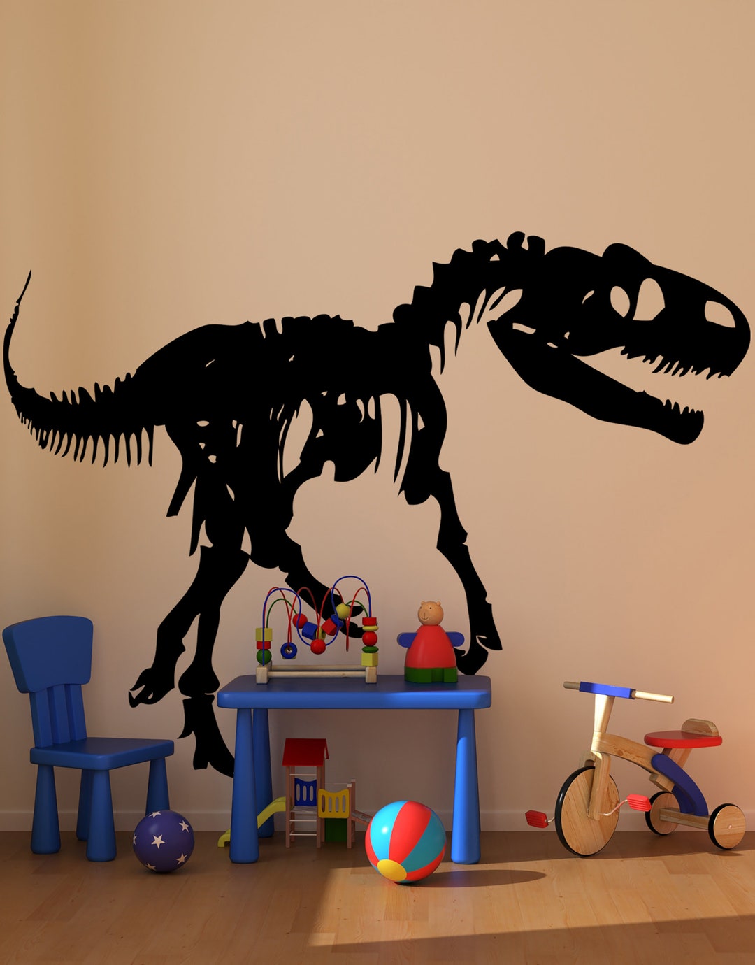 Dinosaur Sticker Decal, Raptor Dinosaur Wall Decal Sticker, Skeleton ...