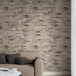 Brick Pattern Peel and Stick Wallpaper Mural – Light Tan and Brown ...