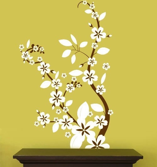 Vinyl Wall Decal Sticker Flower Floral Asian Blossom Item 284A - Etsy