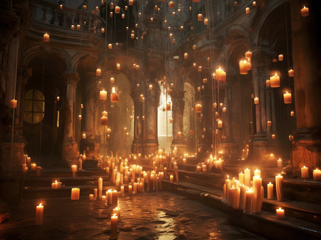 Fantasy Wizardly World Wallpaper. Floating Candles / Great Hall Room ...