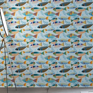 Fish Print, Fish Art, Underwater Fish Wallpaper Peel and Stick Wall ...