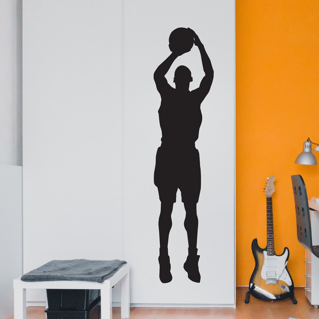 Basketball Wall Decal Sticker. Basketball Hoop Player Shooting. Boy's ...