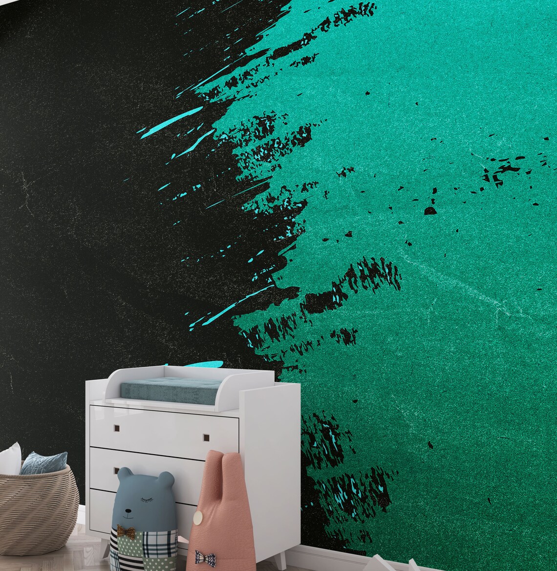 Paint Splash Wall Mural. Emerald Green Brush Stroke Peel and Stick ...