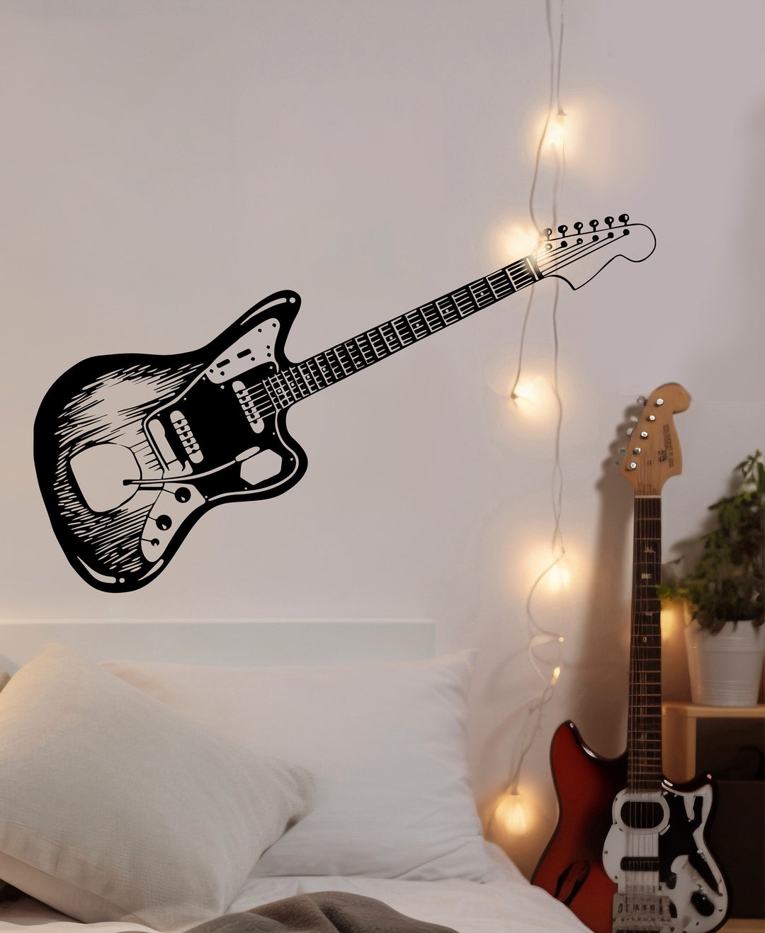 Electric Guitar Wall Decal Sticker. Music Classroom Wall Art. Gift for ...