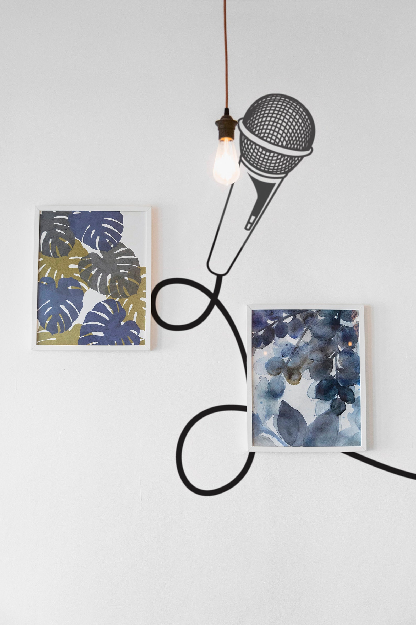 Microphone Wall Decal. Mic With Cord Wall Sticker Bedroom | Etsy