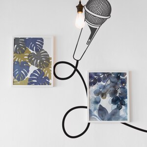 Microphone Wall Decal. Mic With Cord Wall Sticker Bedroom Decor. Gift ...