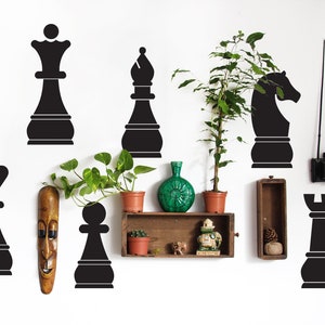 Chess Board Pieces Wall Art Decal Sticker. Chess Theme Wall Decor. Kid ...