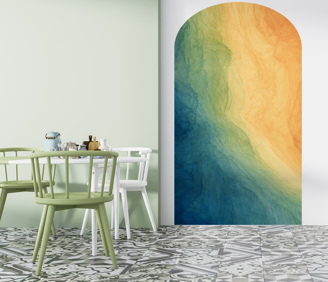 Arch Decal. Colorful Liquid Fluid Watercolor Arch Peel and Stick Wall ...