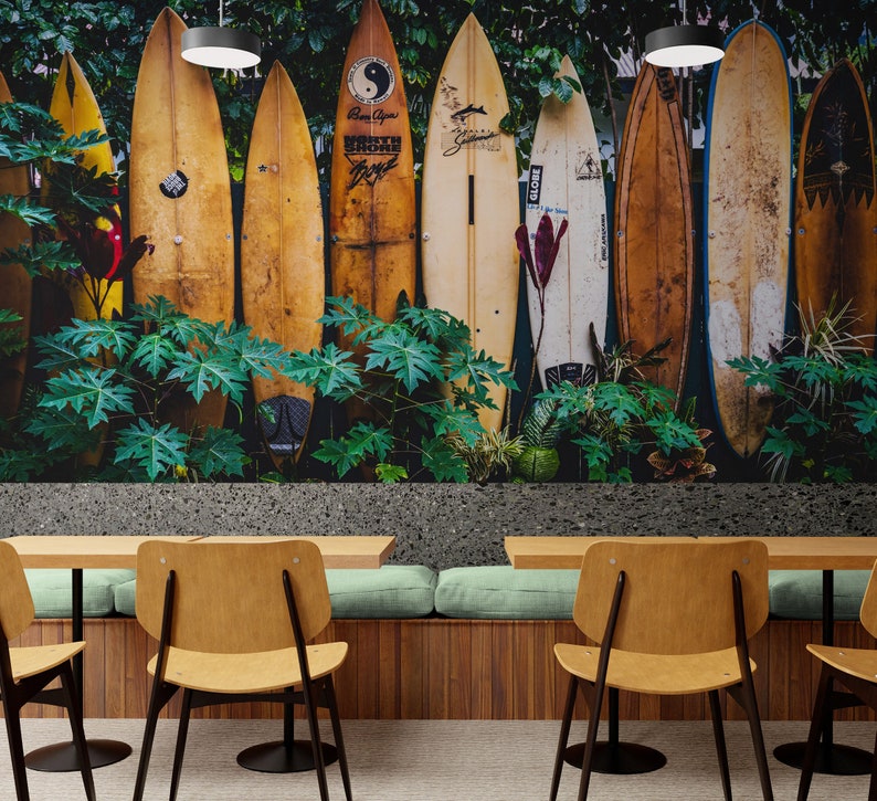 Surfing Wallpaper Wall Mural. Surf Wall Decor, Surf Wall Print ...