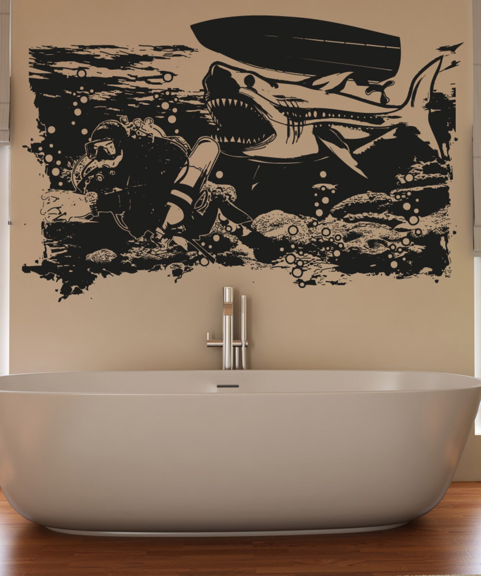 Vinyl Wall Decal Sticker Shark Sneak Attack Osaa1370s - Etsy