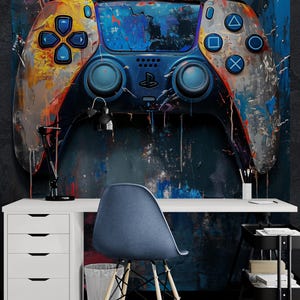 Gamer Room Wallpaper Mural. Graffiti Urban Style Decor. Game Controller ...
