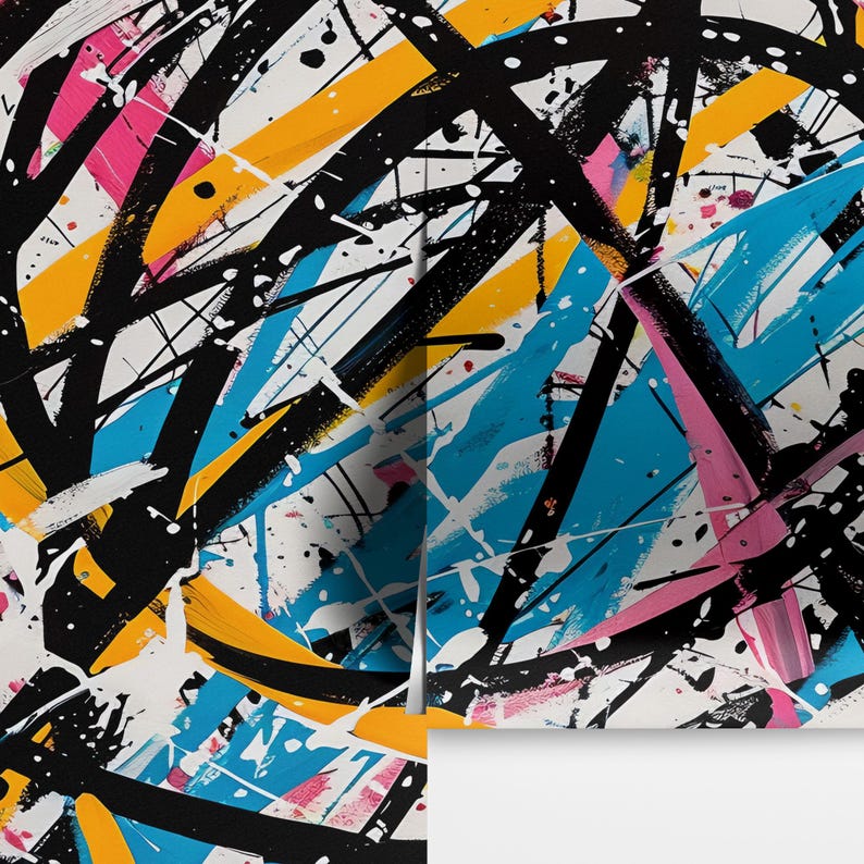 Jackson Pollock Style Painting Wallpaper Mural. Colorful Swirly ...