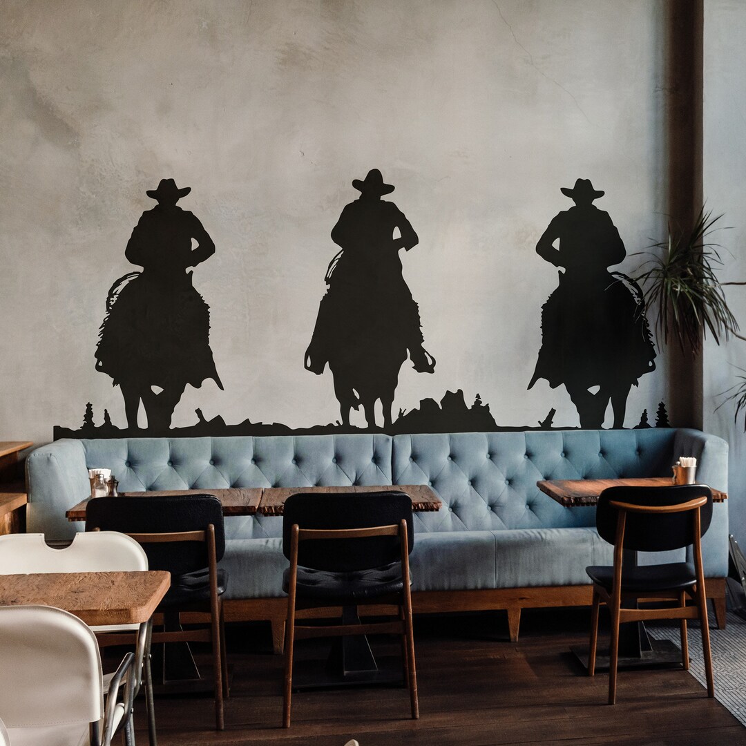 Cowboys Riding Into Sunset Wall Decal Sticker. Western Theme Decor ...