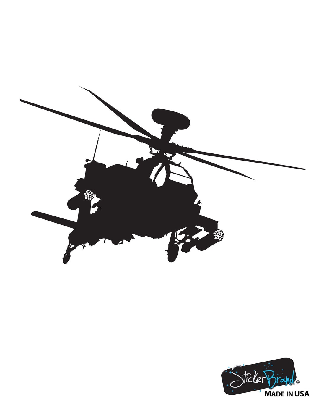 Military Apache Helicopter Vinyl Wall Decal Sticker. Kid's Room Wall ...