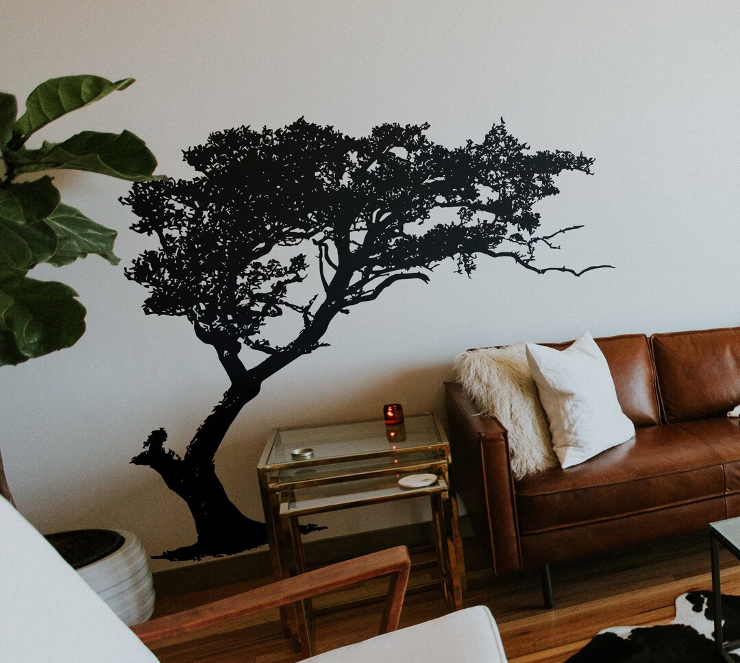 Large Tree Wall Decal Hanging Leaning Tree Sticker Bedroom Tree Decal ...