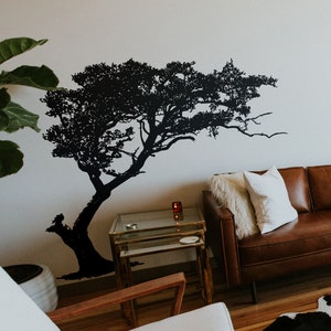 Large Tree Wall Decal Hanging Leaning Tree Sticker Bedroom Tree Decal ...