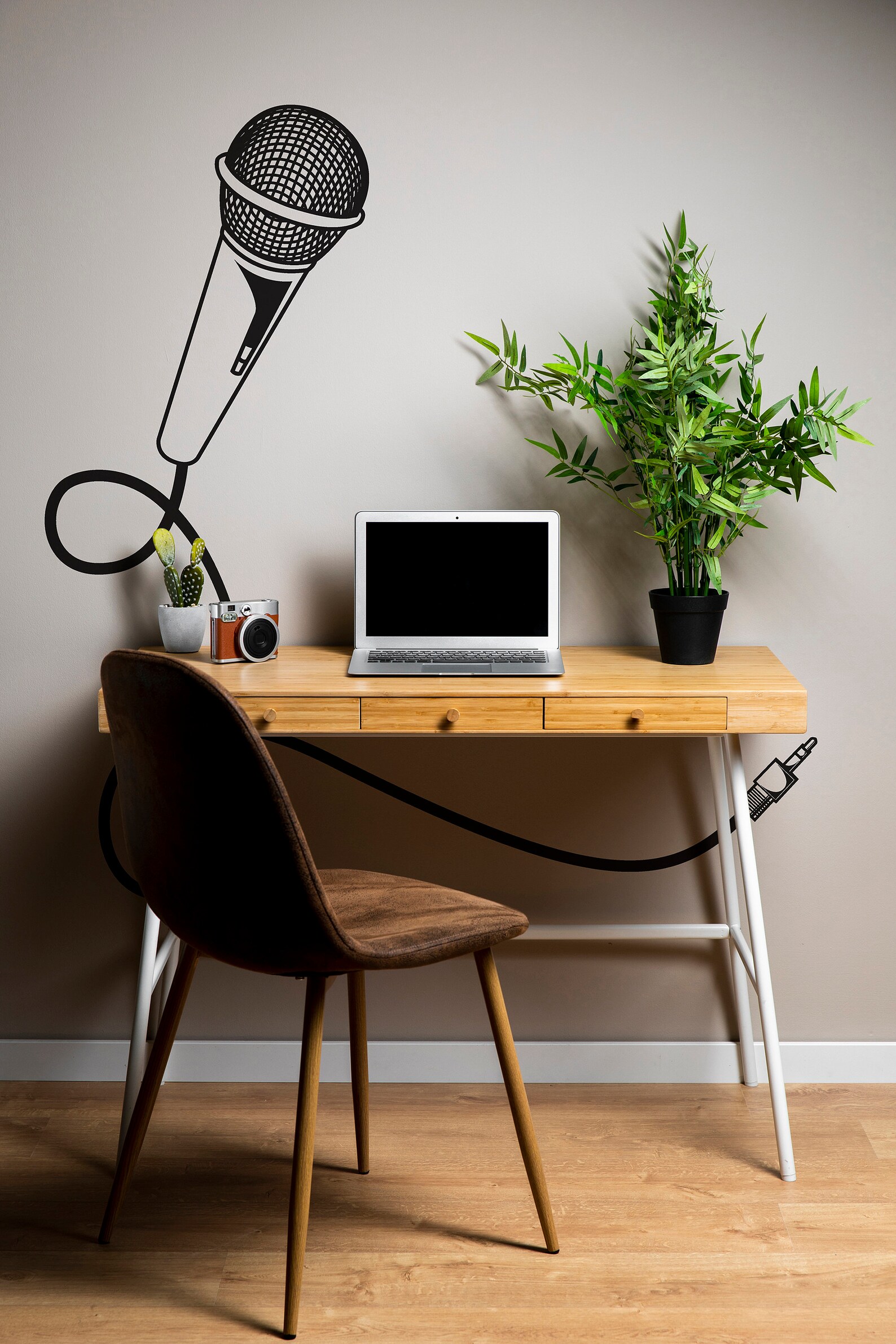 Microphone Wall Decal. Mic With Cord Wall Sticker Bedroom | Etsy