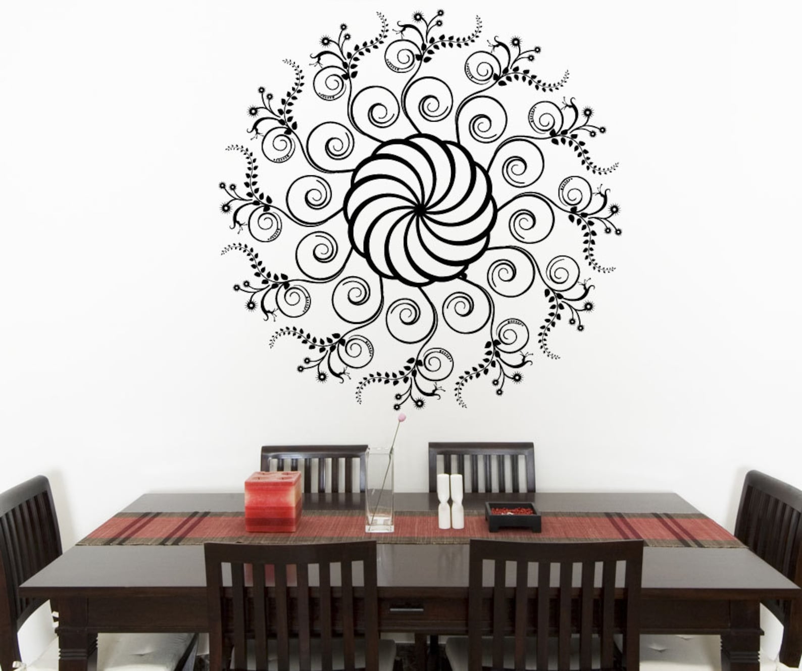 Vinyl Wall Decal Sticker Swirly Circle Plant 1125m | Etsy