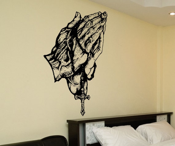 Rosary Hands Praying Wall Decal Sticker. Religious Theme - Etsy